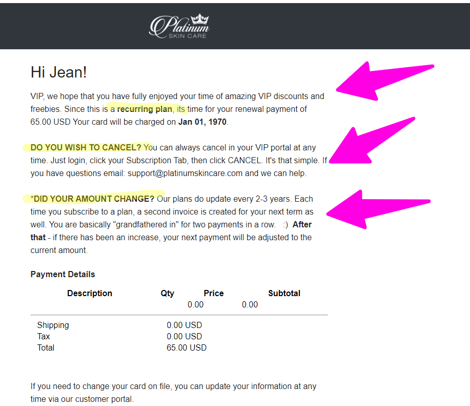 My VIP amount changed! Is this fraud? – Platinum Skin Care